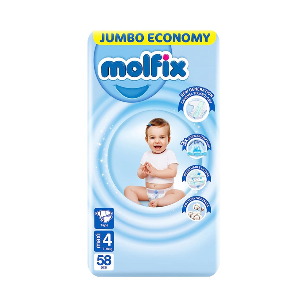 Molfix Diapers Jumbo Maxi (7-18kg) 58 Pcs – Good Life Plus Healthcare